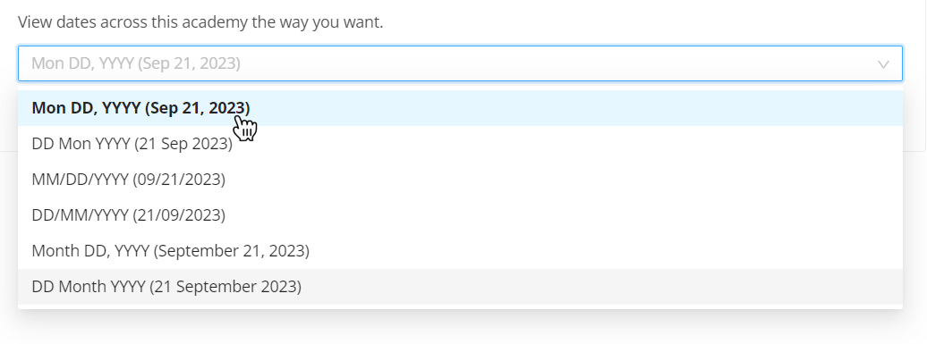 User Preferred Date Format – Schoox Support Center