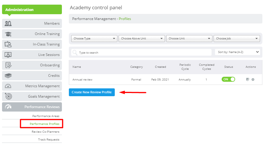 Creating Performance Review Profiles – Schoox Support Center