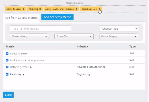 Connect Metrics with Courses – Schoox Support Center